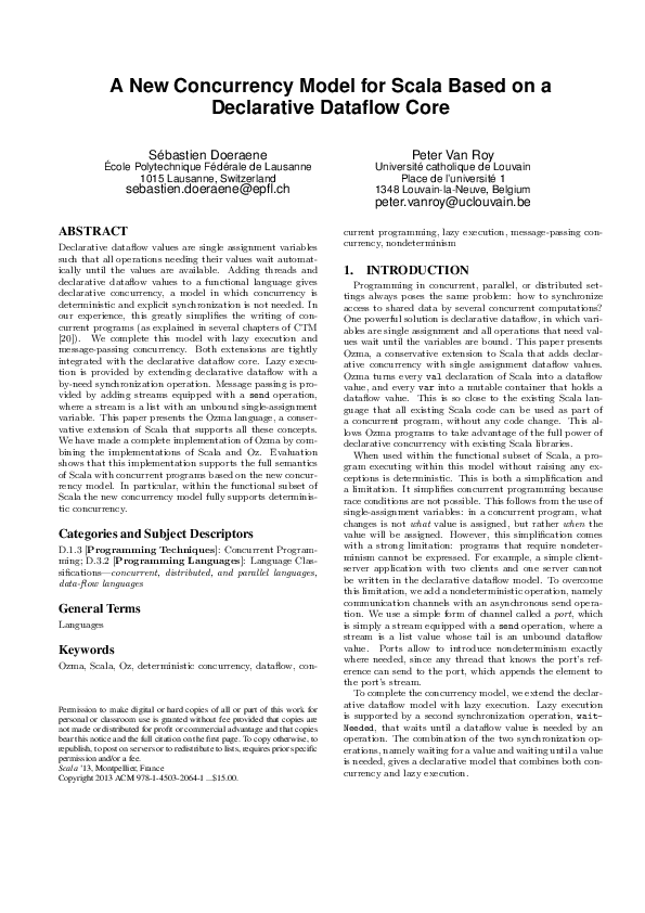 (PDF) A new concurrency model for Scala based on a declarative dataflow core | Peter Van Roy ...