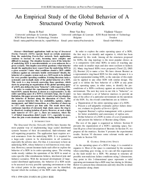(PDF) An empirical study of the global behavior of a structured overlay network