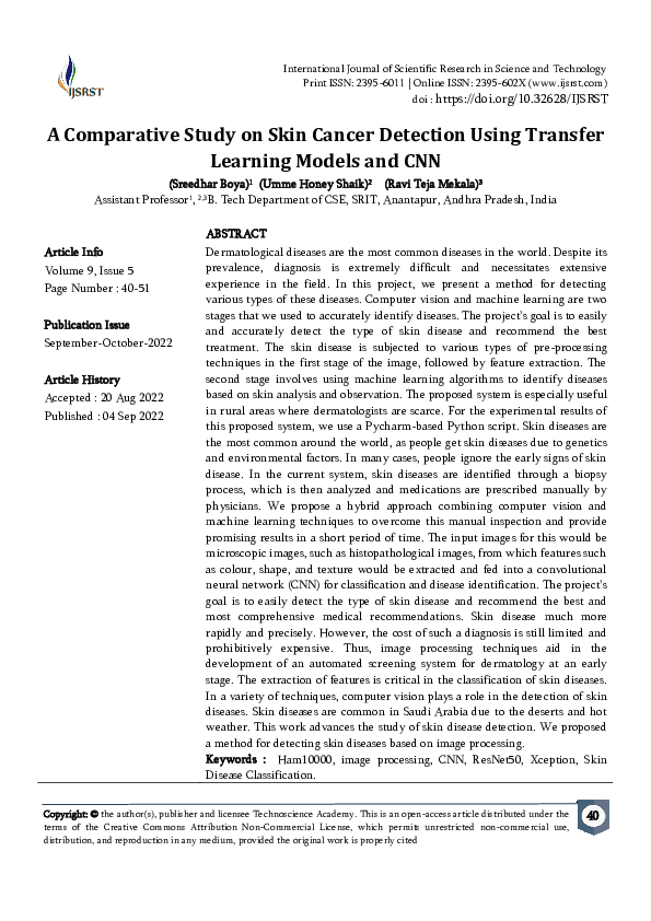 (PDF) A Comparative Study on Skin Cancer Detection Using Transfer ...