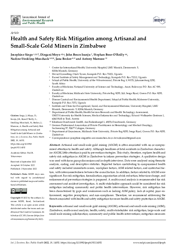 (PDF) Health and Safety Risk Mitigation among Artisanal and Small-Scale ...