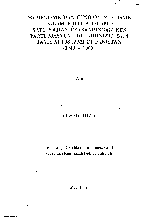 (PDF) Modenisme Dan Fundamentalisme Dalam Politik Islam : Satu Kajian Perbandingan Kes Parti ...