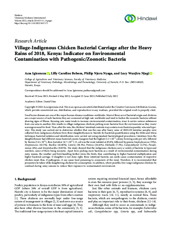 (PDF) Village-Indigenous Chicken Bacterial Carriage after the Heavy ...