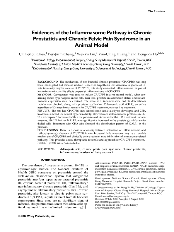 (PDF) Evidences of the inflammasome pathway in chronic prostatitis and ...