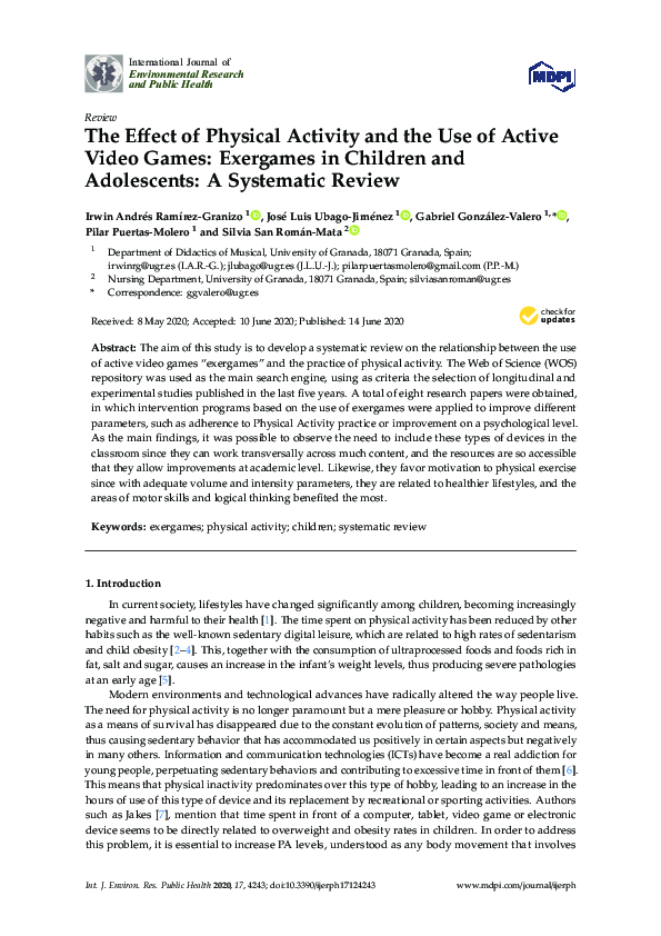 (PDF) The Effect of Physical Activity and the Use of Active Video Games: Exergames in Children ...