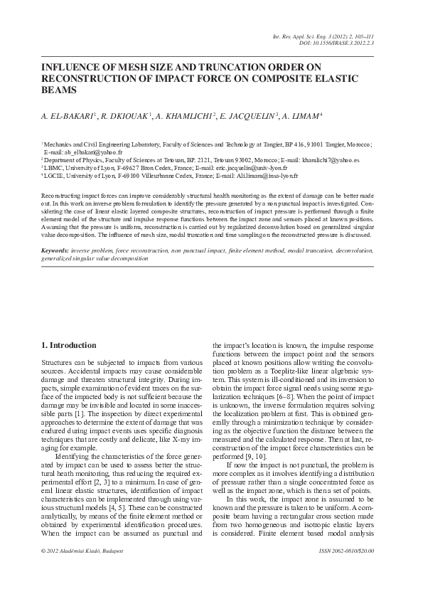 (PDF) Influence of mesh size and truncation order on reconstruction of impact force on composite ...