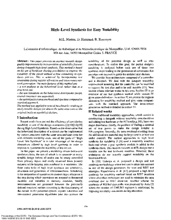 (PDF) High-level synthesis for easy testability