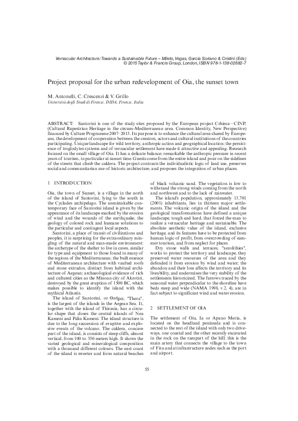 (PDF) Project proposal for the urban redevelopment of Oia, the sunset town