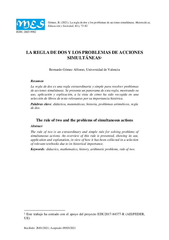 (PDF) La regla de dos y los problemas de acciones simultáneas