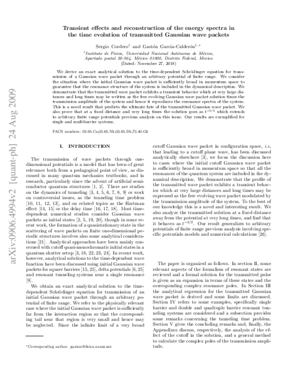 (PDF) Transient effects and reconstruction of the energy spectra in the ...