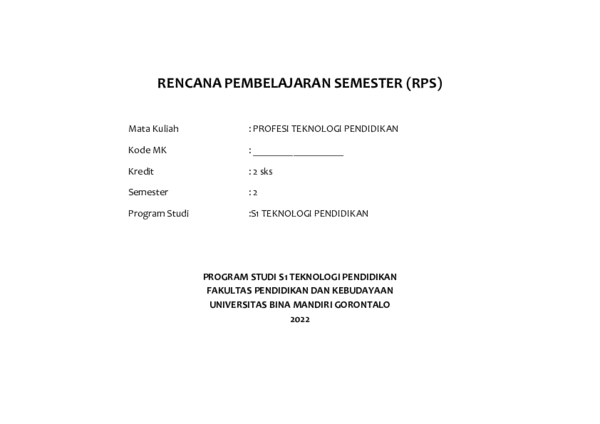 (DOC) RPS Profesi Teknologi Pendidikan