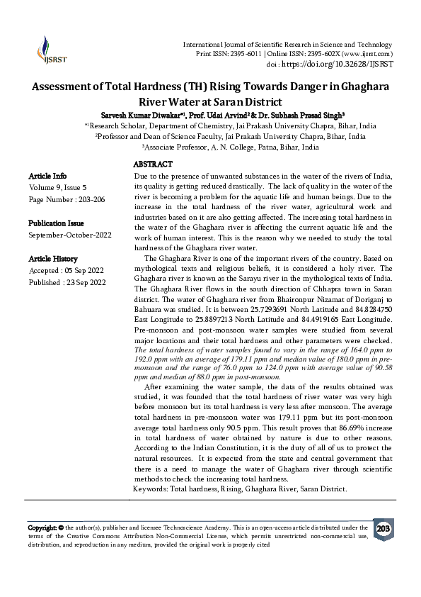 (PDF) Assessment of Total Hardness (TH) Rising Towards Danger in ...
