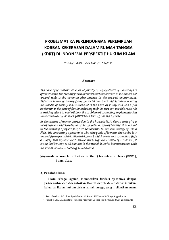 (PDF) Roblematika Perlindungan Perempuan Korban Kekerasan Dalam Rumah Tangga (KDRT) DI Indonesia ...