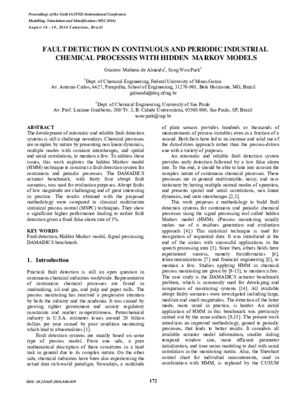 (PDF) Fault Detection in Continuous and Periodic Industrial Chemical Processes with Hidden ...