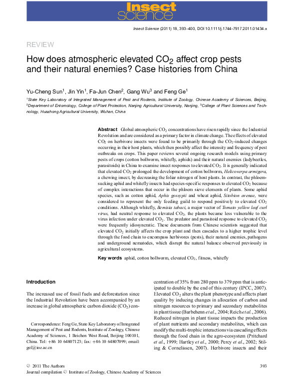 (PDF) How does atmospheric elevated CO2 affect crop pests and their ...