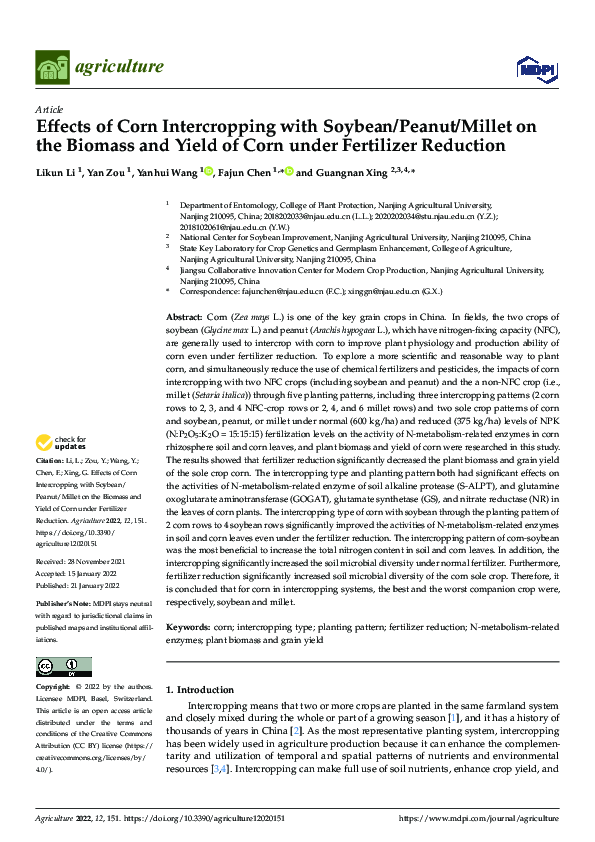 (PDF) Effects of Corn Intercropping with Soybean/Peanut/Millet on the ...