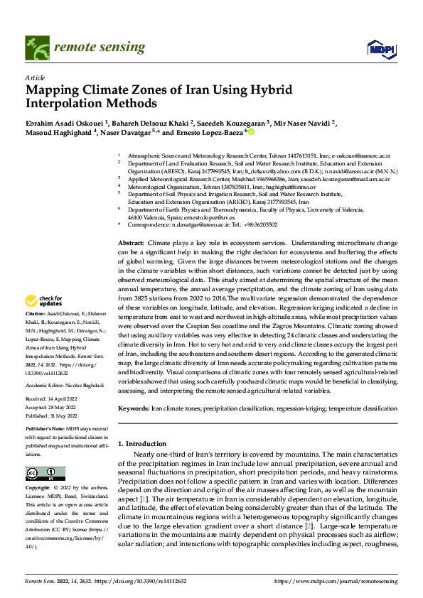 (PDF) Mapping Climate Zones of Iran Using Hybrid Interpolation Methods