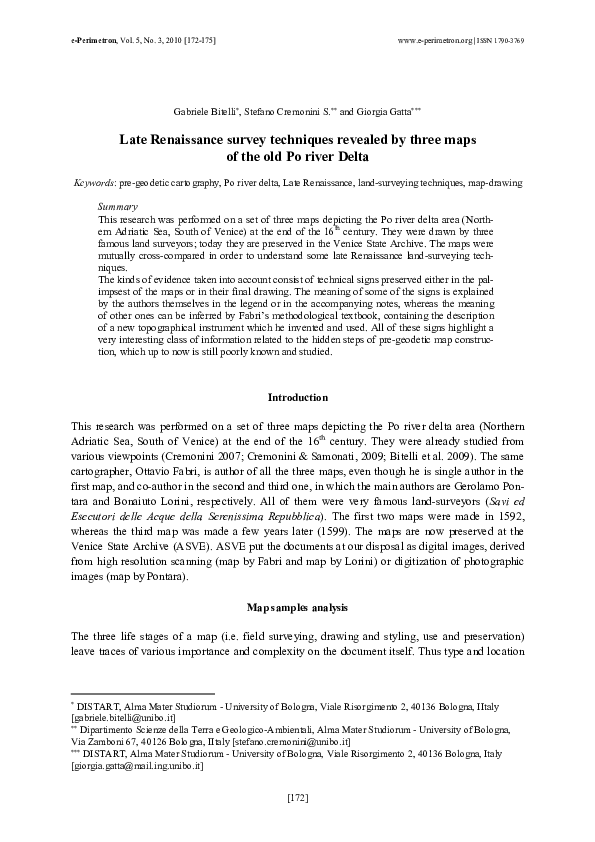 (PDF) Late Renaissance survey techniques revealed by three maps of the ...