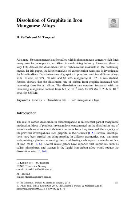 (PDF) Dissolution of Graphite in Iron Manganese Alloys