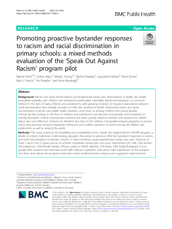(PDF) Promoting proactive bystander responses to racism and racial ...