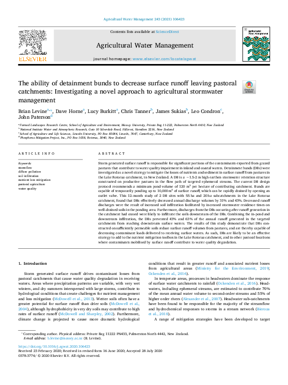 (PDF) The ability of detainment bunds to decrease surface runoff ...