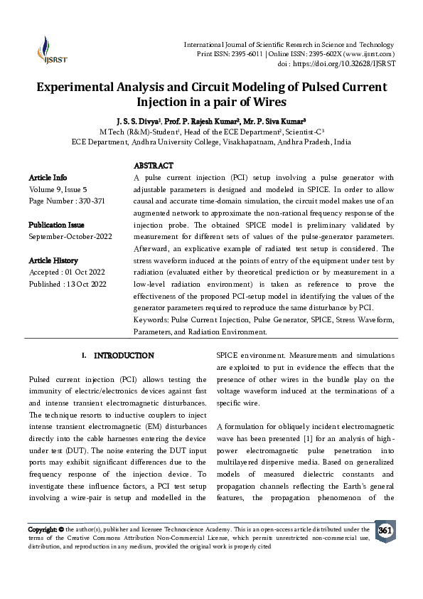 (PDF) Experimental Analysis and Circuit Modeling of Pulsed Current ...