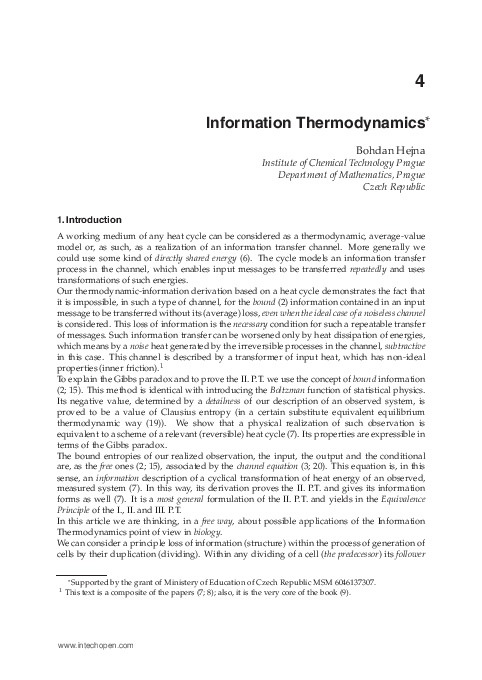(PDF) Information Thermodynamics