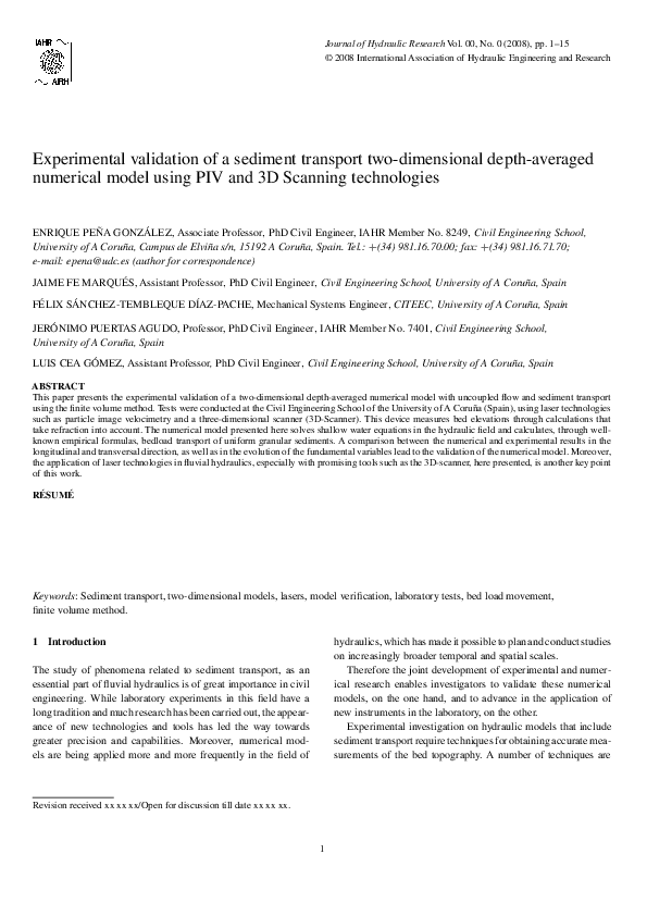 (PDF) Validating a Sediment Transport Model with PIV