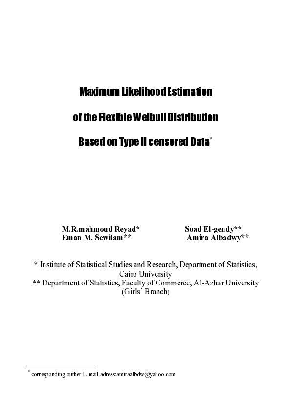 Pdf Maximum Likelihood Estimation Of The Flexible Weibull Distribution Based On Type Ii