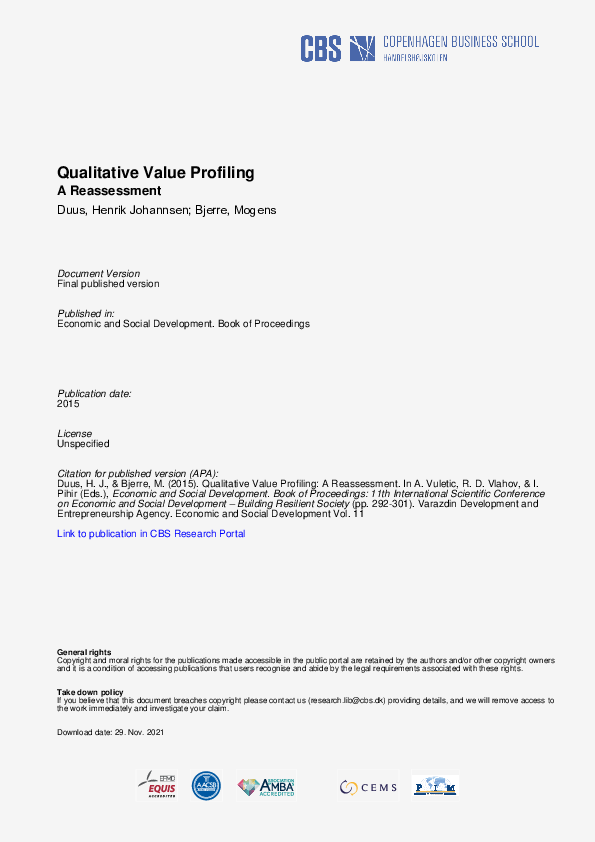 (PDF) Qualitative Value Profiling: A Reassessment