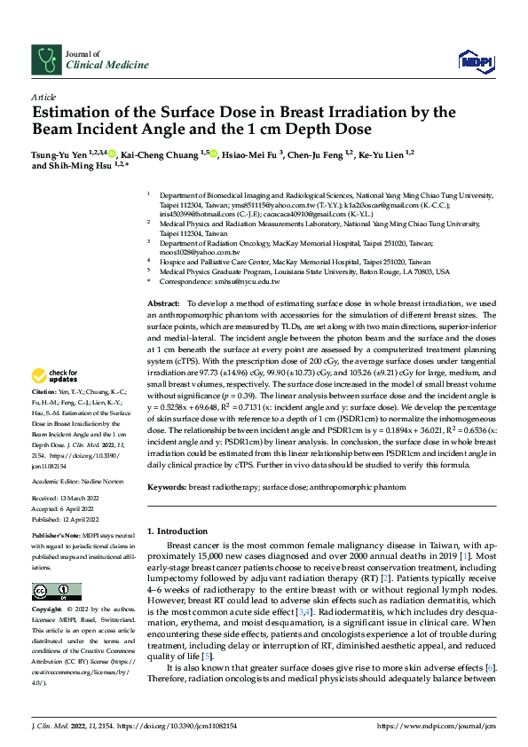 (PDF) Estimation of the Surface Dose in Breast Irradiation by the Beam ...