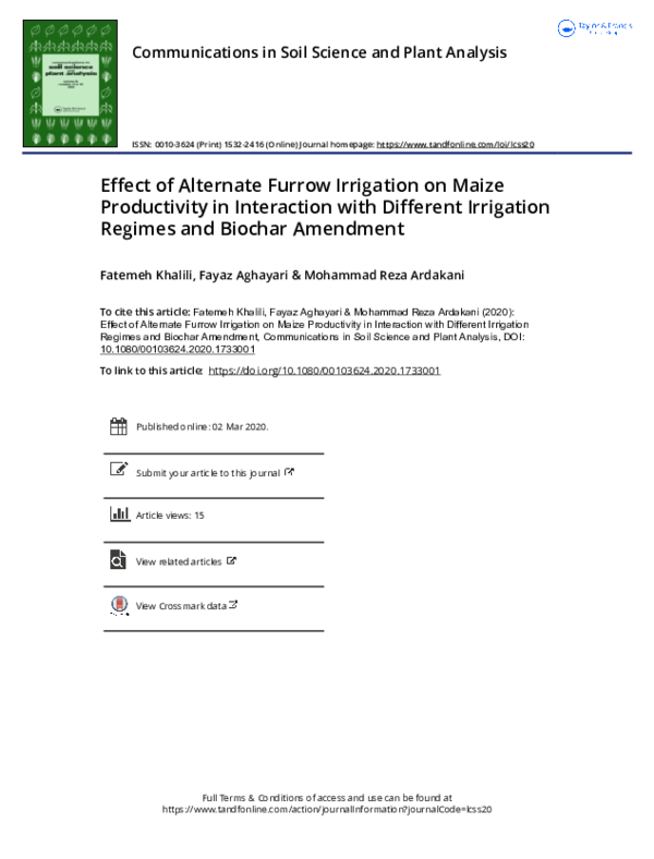 (PDF) Effect of Alternate Furrow Irrigation on Maize Productivity in Interaction with Different ...
