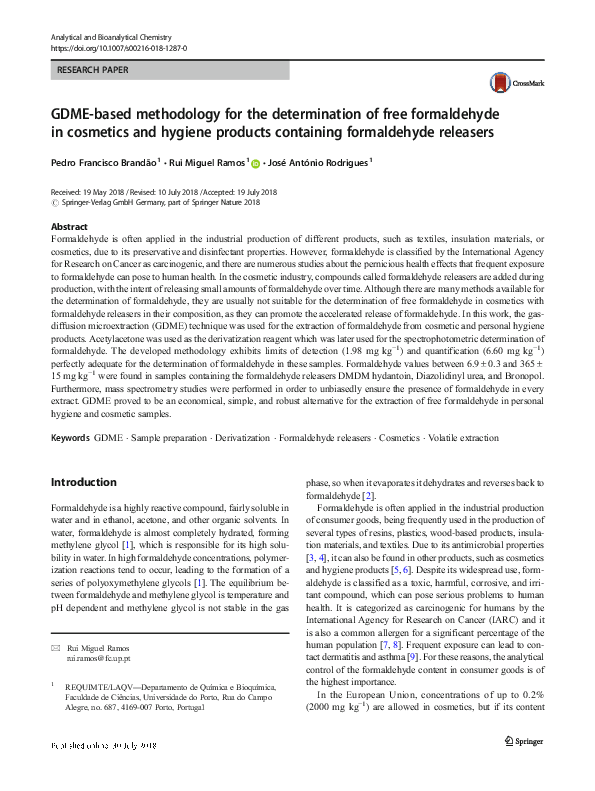 (PDF) GDME-based methodology for the determination of free formaldehyde ...