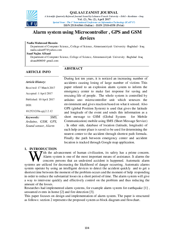 Pdf Alarm System Using Microcontroller Gps And Gsm Devices