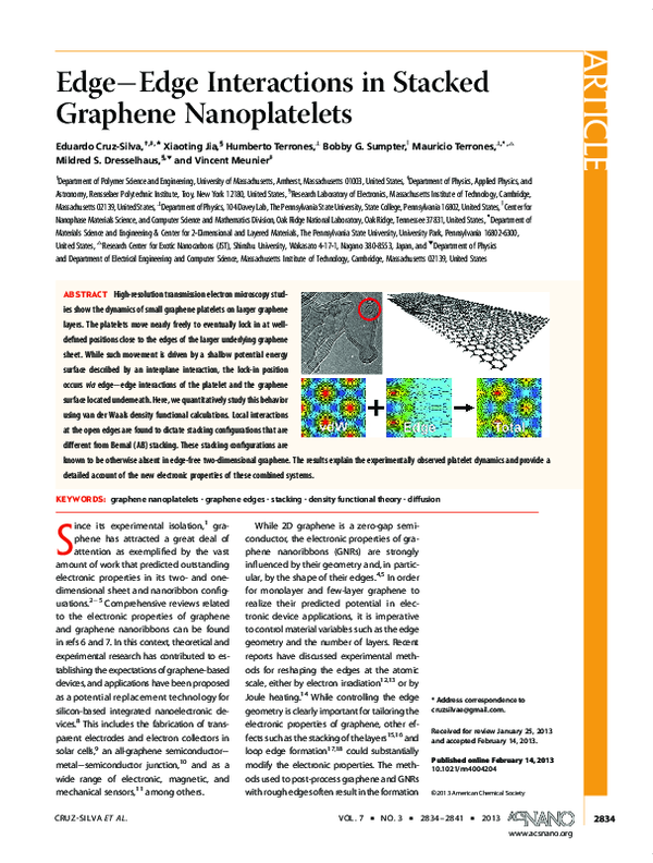 (PDF) Edge–Edge Interactions in Stacked Graphene Nanoplatelets