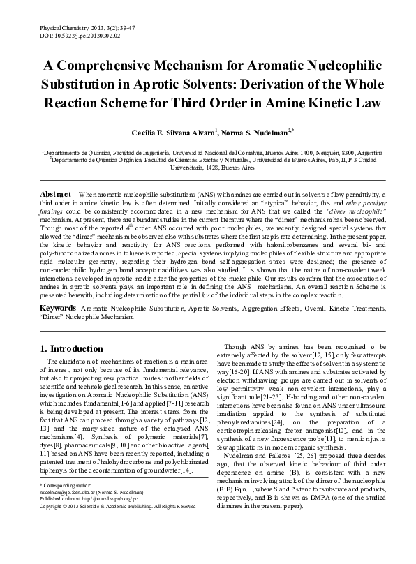 (PDF) Mechanism of aromatic nucleophilic substitution in aprotic solvents