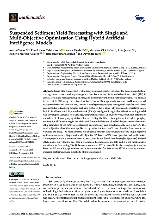 (PDF) Suspended Sediment Yield Forecasting with Single and Multi-Objective Optimization Using ...