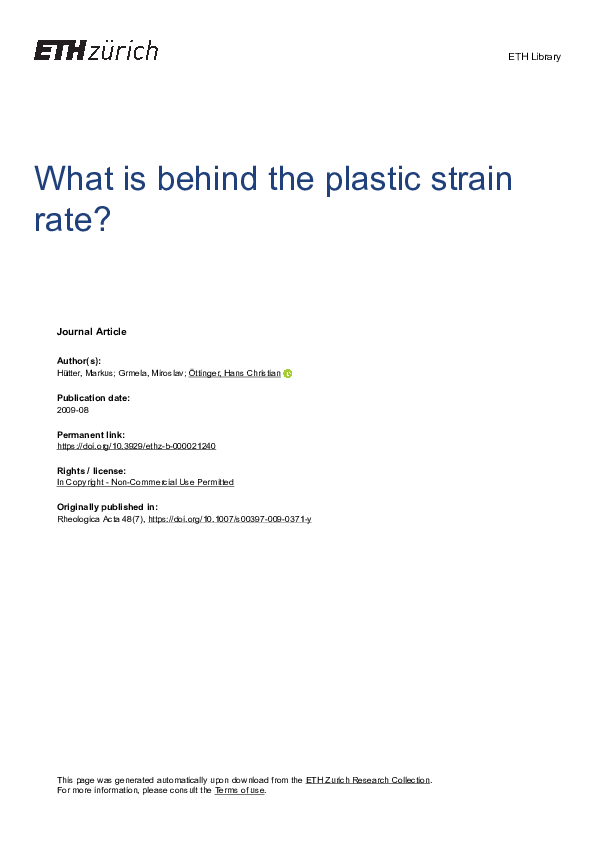(PDF) What is behind the plastic strain rate?