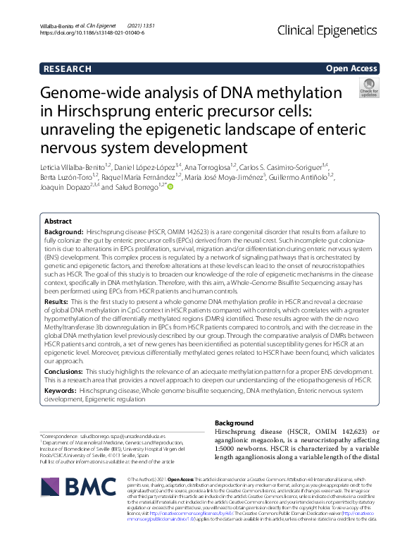 (PDF) Genome-wide analysis of DNA methylation in Hirschsprung enteric ...