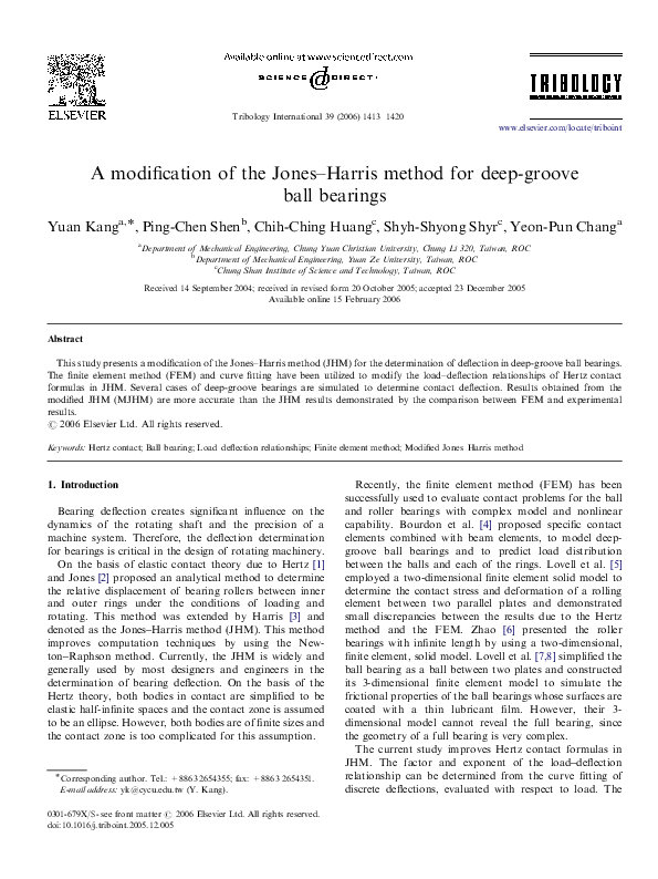 (PDF) A modification of the Jones–Harris method for deep-groove ball ...