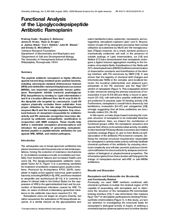 (PDF) Functional Analysis of the Lipoglycodepsipeptide Antibiotic ...