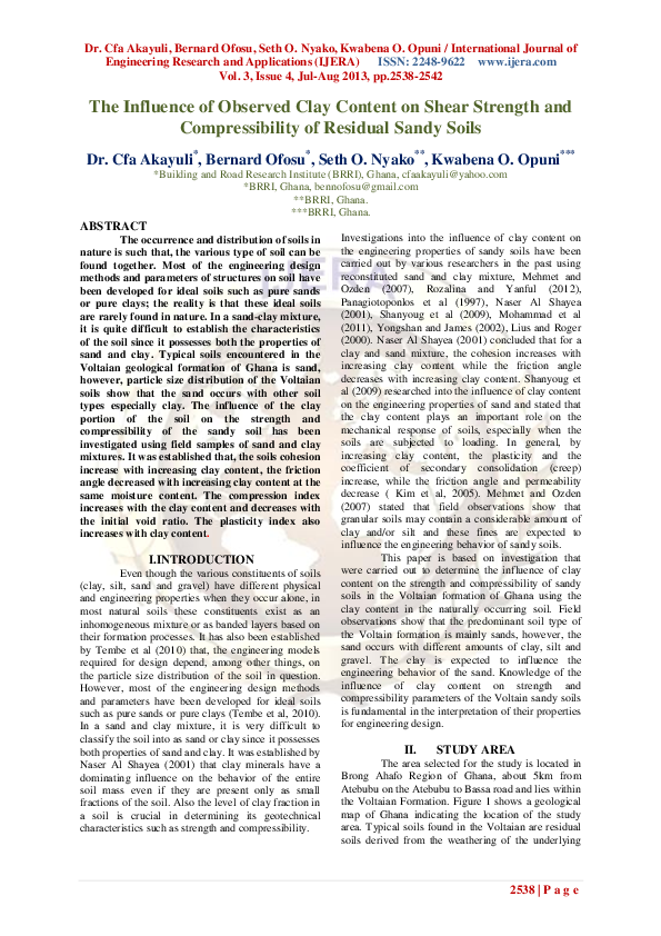 (PDF) The Influence of Observed Clay Content on Shear Strength and ...