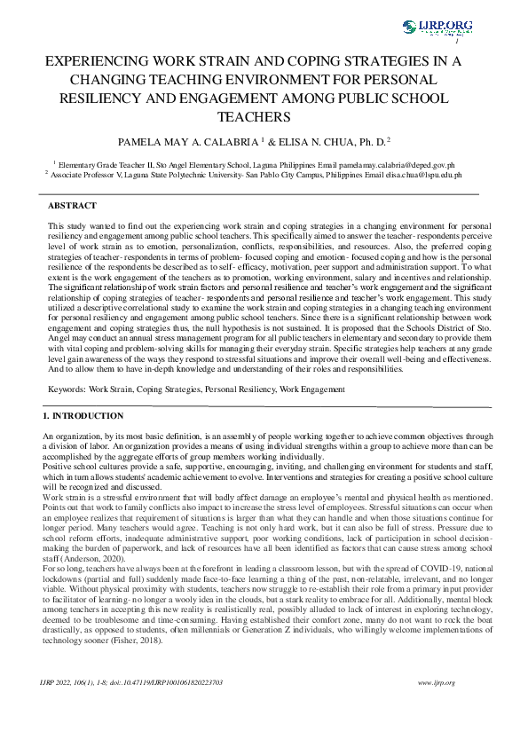 (PDF) Experiencing Work Strain and Coping Strategies in a Changing ...