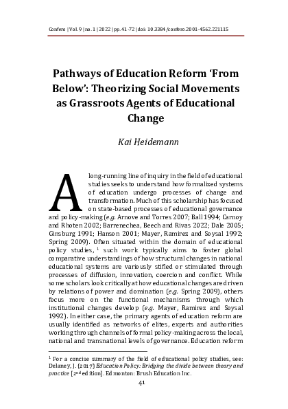 (PDF) Pathways of Education Reform From Below: Theorizing Social ...