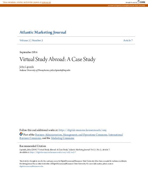 (PDF) Virtual Study Abroad: A Case Study