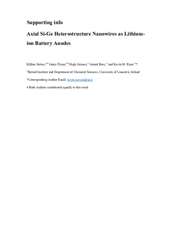 (PDF) Axial Si-Ge Heterostructure Nanowires as Lithium-Ion Battery Anodes