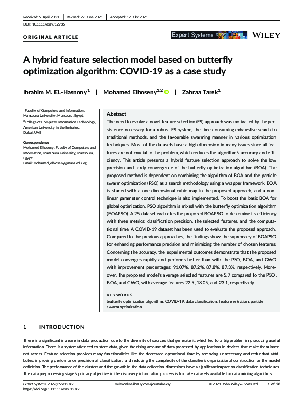 (PDF) Hybrid Feature Selection via BOAPSO for COVID-19