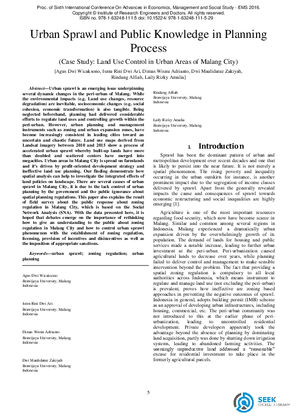 (PDF) Urban Sprawl and Public Knowledge in Planning Process Case Study ...