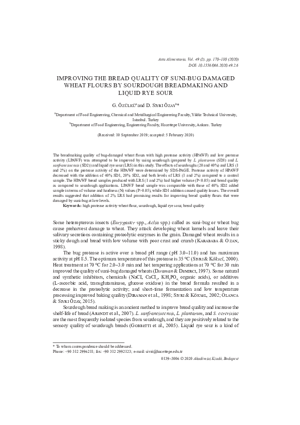 (PDF) Improving the Bread Quality of Suni-Bug Damaged Wheat Flours by ...