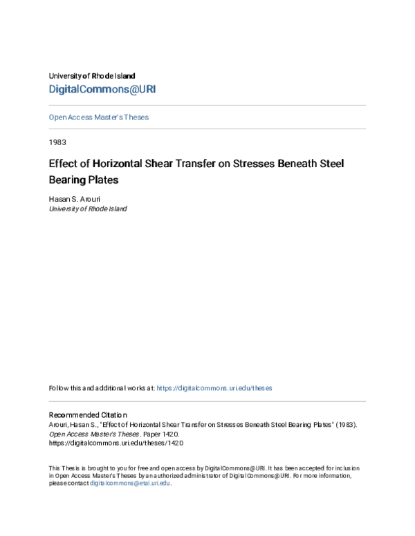 (PDF) Effect of Horizontal Shear Transfer on Stresses Beneath Steel ...