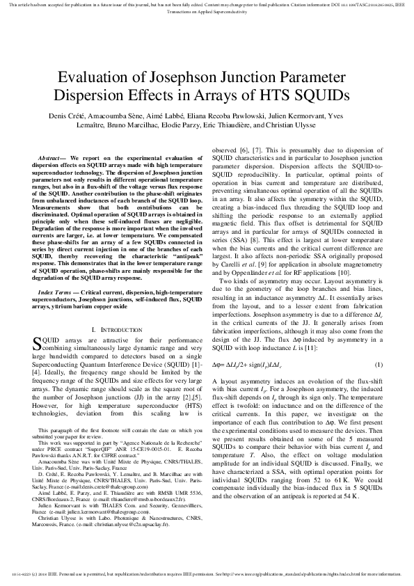 (PDF) Evaluation of Josephson Junction Parameter Dispersion Effects in ...